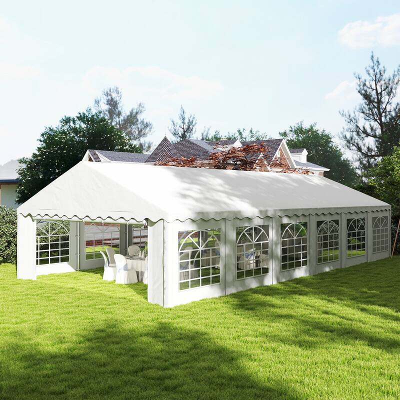 Outsunny 20' x 40' Heavy Duty Party Tent, Galvanized Outdoor Canopy ...