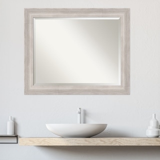 Beachwood Grey Beveled Wood Framed Bathroom Vanity Wall Mirror ...