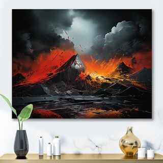 Designart "Volcano Volcanic Explosion Moonlight II" Volcano Wall Art ...