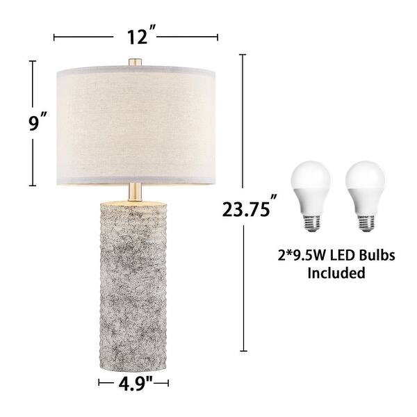 KAWOTI 23.75" Glazed Ceramic Table Lamp Set with LED Bulbs (set of 2 ...