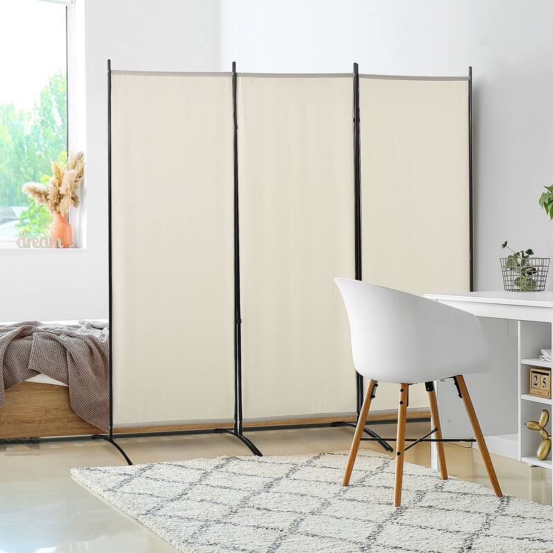 6' 3 Panel Room Divider, Indoor Privacy Screen for Home, Beige - On ...