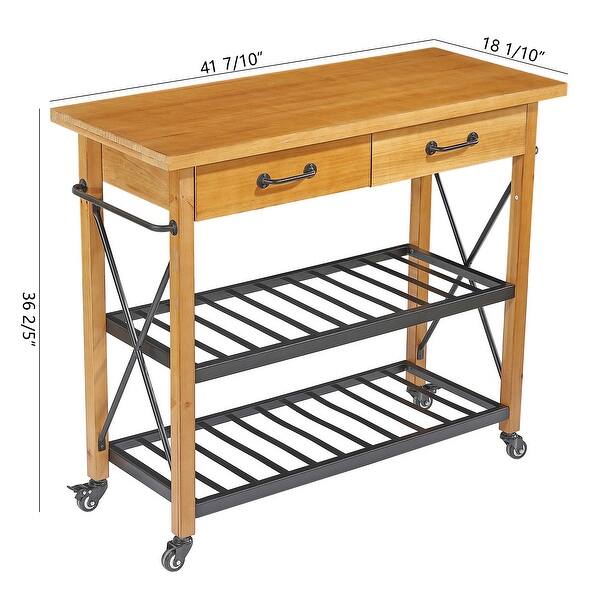 Ledel 2-Drawer Kitchen Island Cart With Shelves and Locking Wheels ...