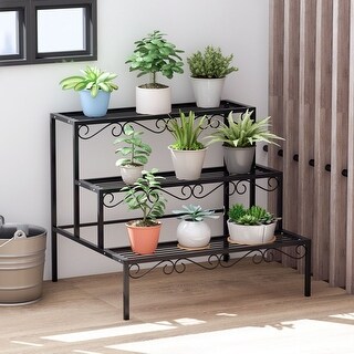 Kerrogee 3 Tier Stair Style Metal Plant Stand - Flower Pot Step Shelf ...
