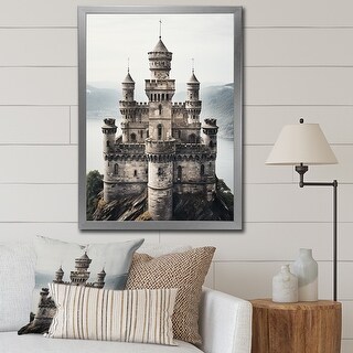 Designart "Castles Minimalist Majesty IV" Castles Framed Canvas Art ...