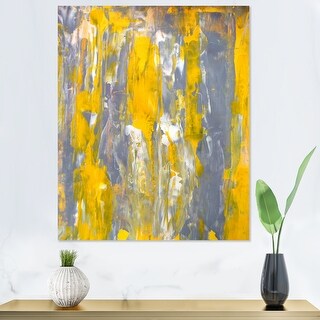 Designart "Grey And Yellow Merging Abstract VII" Modern Canvas Art ...