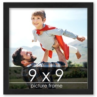 9x9 Lacquer Black Wood Picture Square Frame - Picture Frame Includes UV ...