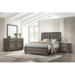 Sheffield Grey Oak 4-Piece Panel Bedroom Set - Bed Bath & Beyond - 39082757