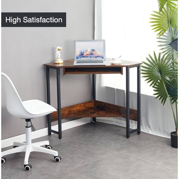 Home Office Triangle Computer Corner Desk With Keyboard Tray and ...