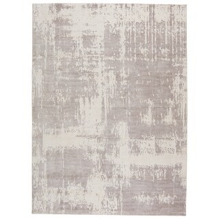 Cheyenne Abstract Grey and White Viscose Blend Area Rug - Bed Bath ...