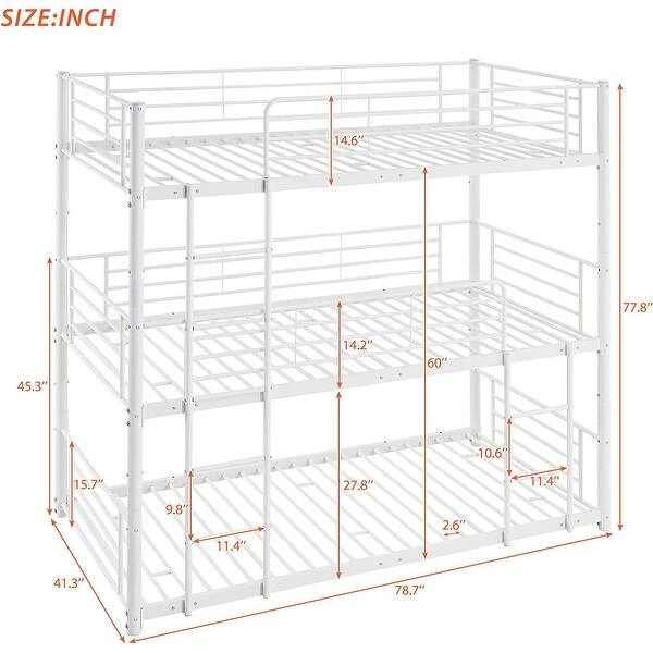 Twin Size Triple Bunk Bed with Built-in Ladder, Divided into 3 Separate ...