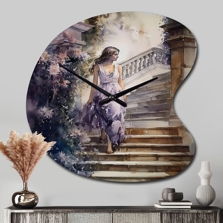 Designart - Stunning Girl By The Stairs IV - Woman Romantic Large Wall ...
