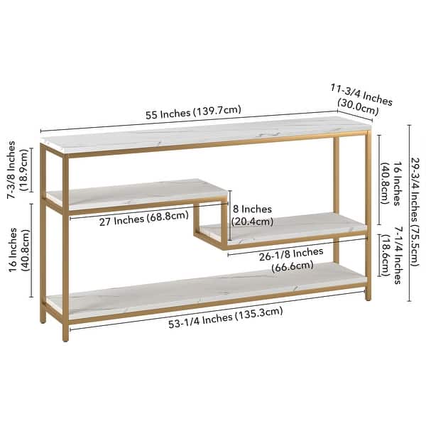 Mathis 55" Wide Rectangular Console Table with Faux Marble Top - Bed ...