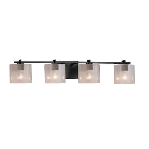 Justice Design Fusion Era 3-light Matte Black Bath Bar, Frosted Crackle ...