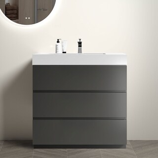 36" Bathroom Vanity with Sink, Large Storage Wall Mounted Floating ...