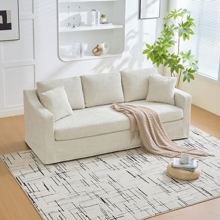 83.86" Chenille Upholstered Three-Seat Sofa with Deep Seat Design - Bed ...