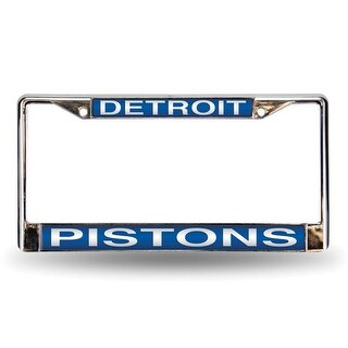 NBA Detroit Pistons Blue Laser Chrome Acrylic License Plate Wall Frame ...