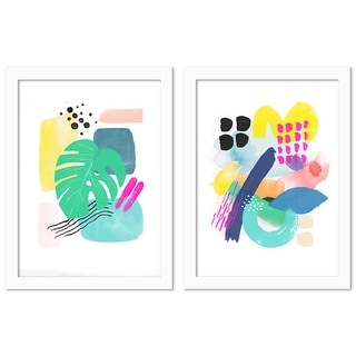 Abstract Shapes by Elena David 2 Piece White Framed Print Art Set - Bed ...