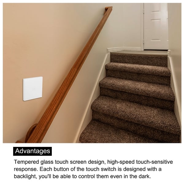 Touch Lamp Switch 1 Gang 1 Way Tempered Glass Panel Black Pack of 2 ...