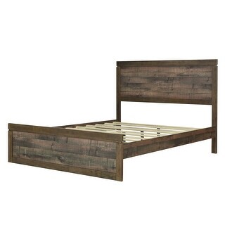 Vintage Farmhouse Style Queen Size Platform Bed with Wooden Slats ...