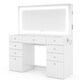 Extra-Large Makeup Vanity with Full-Width LED Mirror, Bluetooth ...