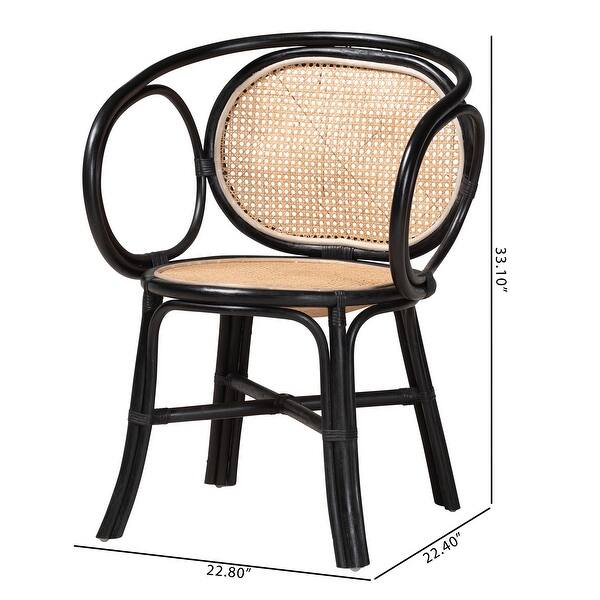 Palesa Modern Bohemian Two-Tone Black and Natural Brown Rattan Dining ...