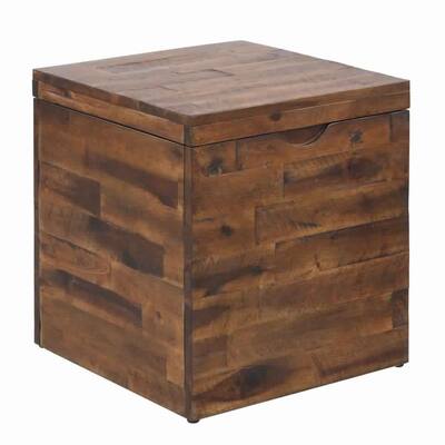 17.75 Inch Storage Cube Wooden Rustic Trunk, Dark Brown - Overstock ...