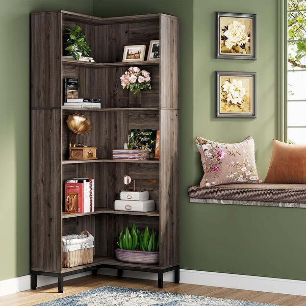 70.86 inches Industrial Corner Etagere Bookcase On Sale Bed Bath Beyond 37981121