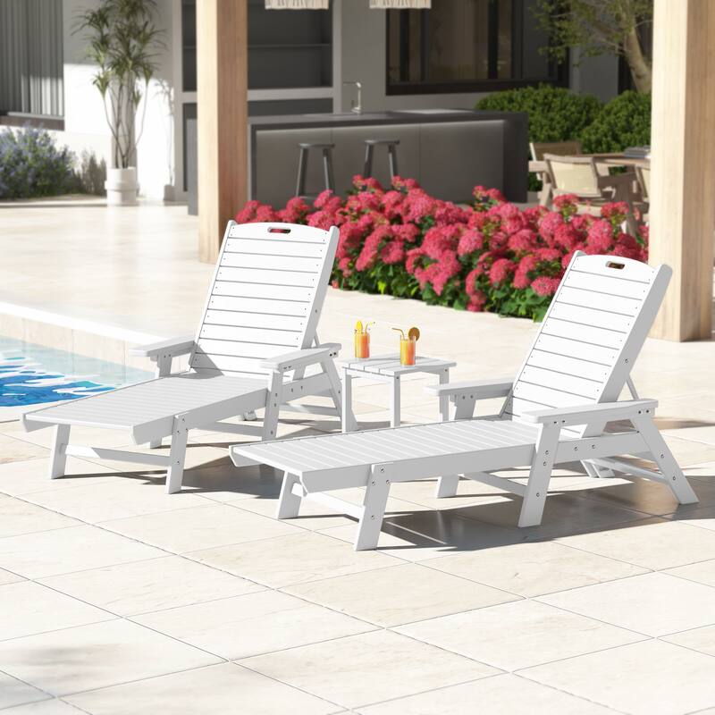 Laguna Hdpe All Weather Outdoor Patio Pool Reclining Chaise Lounges ...