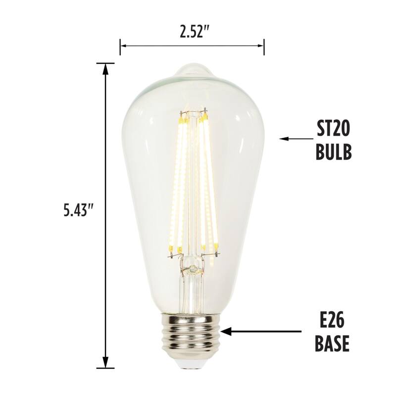 Westinghouse Lighting 6.5-Watt (60-Watt Equivalent) Clear ST20 Dimmable ...