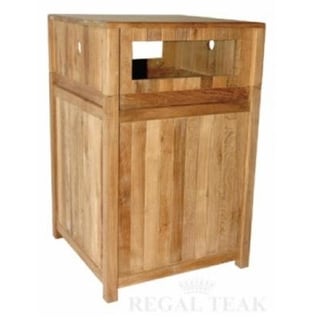 35" Natural Teak Wooden Trash Receptacle Bin/Cover - Bed Bath & Beyond ...