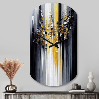 Abstract Geometric Black And Yellow III - Abstract Geometric Wall Clock ...