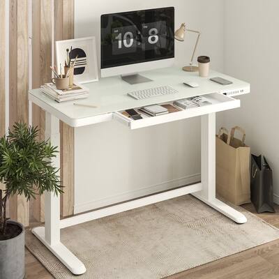ACTIVESIT 48"x24" Glass Desktop Electric Home Office Height Adjustable ...