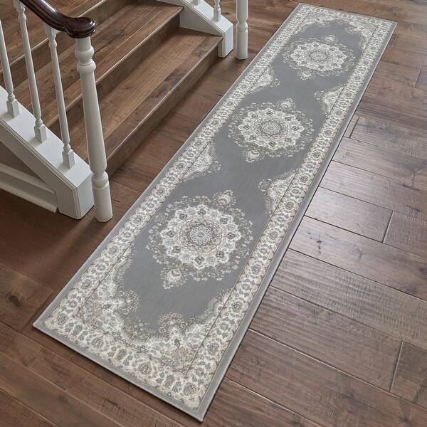 Gertmenian Majestic Brody Grey Traditional Boarder Medallion Area Rug ...