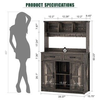 Farmhouse Buffet Cabinet with LED Lights, Brown - Bed Bath & Beyond ...