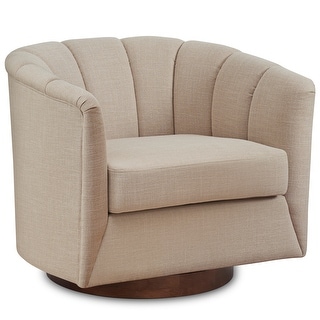 Swivel Chair with Wooden Base, 360° Rotating Accent Chair with Foam ...