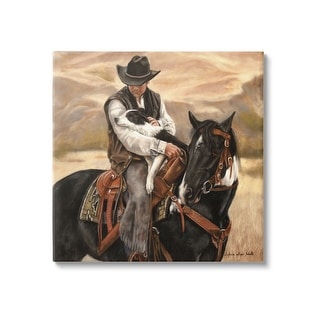 Stupell Cowboy with Dog Landscape Canvas Wall Art Design by Victoria ...