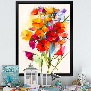 Designart "Abstract Paintbrush Spring Flower Bouquet VI" Traditional ...