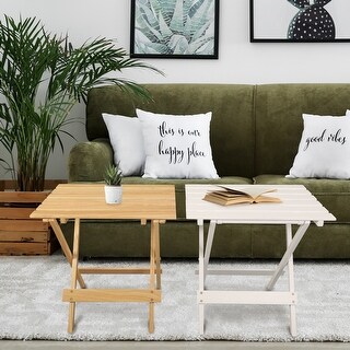 Solid Wood Portable Folding Side Table Set of 2 - 18"W x 13.75"D x 18"H ...