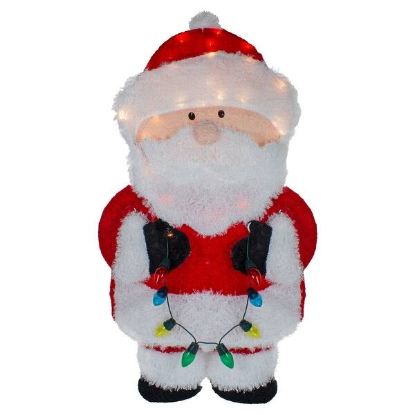 32 Inch Lighted Chenille Santa Lights Outdoor Christmas Decoration ...