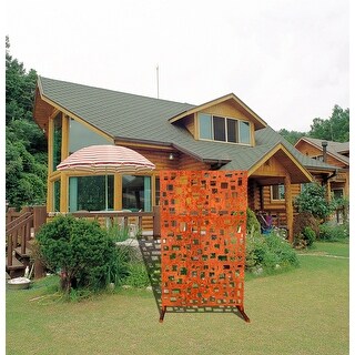 72In Rusted Decorative Squares Privacy Screen - Orange - Bed Bath ...