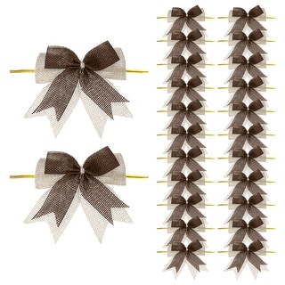Mini Burlap Bows for Crafts, Handmade Bow Knot Double Layer Ornament ...