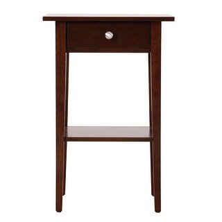Tan Wood End Table w/ Felt Lined Top Drawer and Open Storage Shelf ...