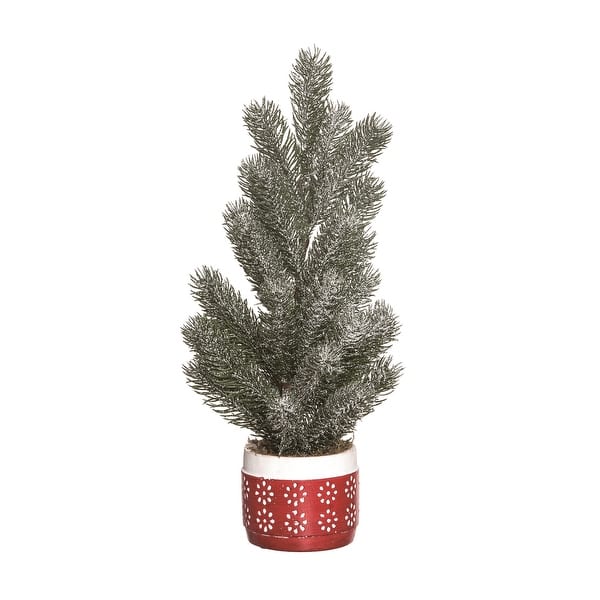 Transpac Artificial 18 in. Multicolor Christmas Cozy Evergreen Tree ...