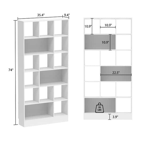 Timechee 74" H x 35.4'' W Library Bookcase Closed and Opean Back - Bed ...