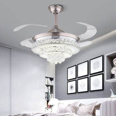 42'' Silver Crystal LED Ceiling Fan with Remote Control - Bed Bath ...