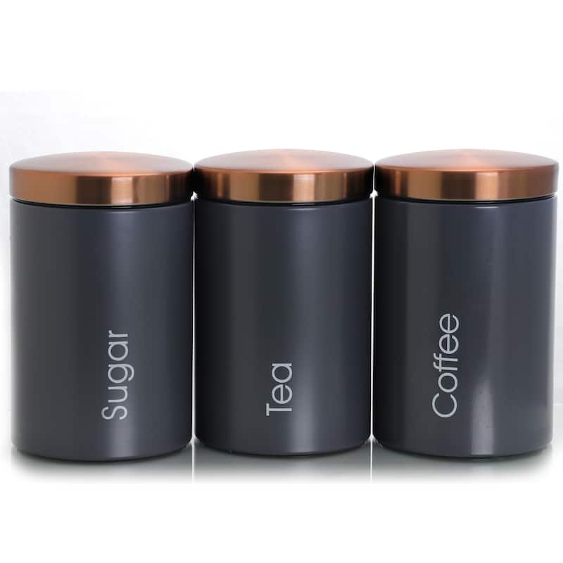 MegaChef Modern Kitchen Storage 3 Piece Canister Set in Matte Gray ...