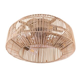 Ceiling Fan Light with Remote Control 18.5-Inch - Gold, Rattan Yellow ...