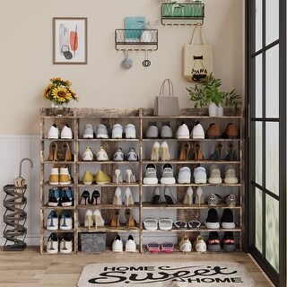 Large 6 Tiers Wooden Shoes Racks,Vertical Shoe Rack for Entryway,Shoes ...