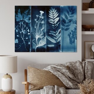 Designart 'Retro Wildflowers In Shades Of Blue VI' Floral Metal Wall ...