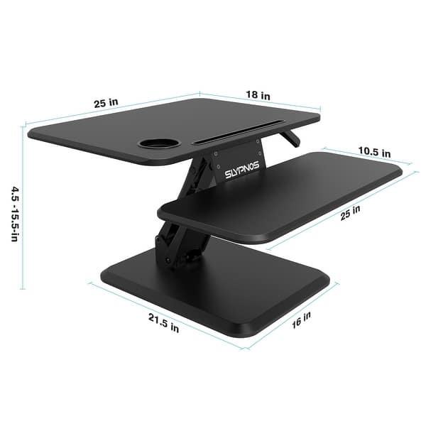 SLYPNOS Manual Height Adjustable Standing Desk Converter, Sit Stand ...